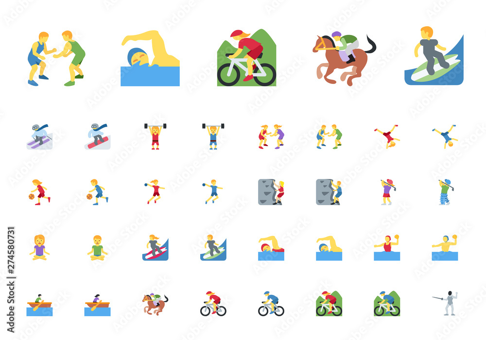 Sportsman, sport people man, woman persons icons, vector illustration ...