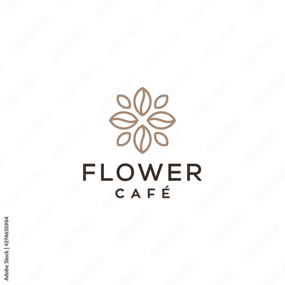 flower coffee shop concept vector icon logo design Stock Vector | Adobe ...