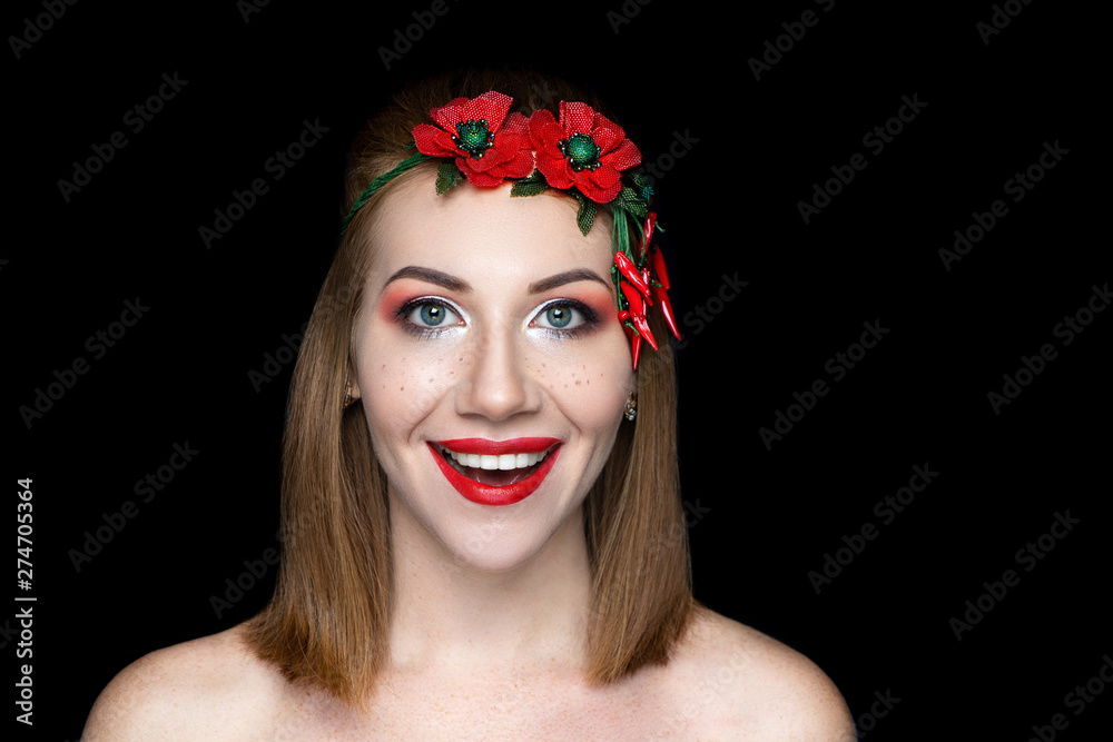 Beautiful woman smile, short bob hairstyle Stock Photo | Adobe Stock