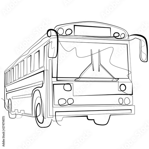 Bus one line drawing. Continuous line Public Transport Vector Logo ...