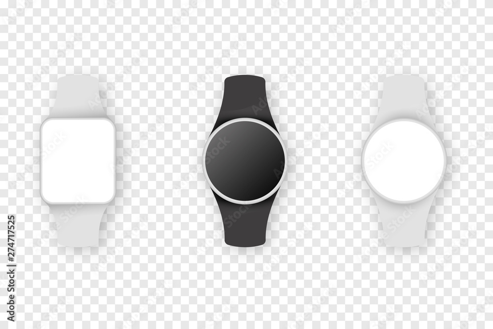 Vector illustration concept of black watch realistic mockup on a ...