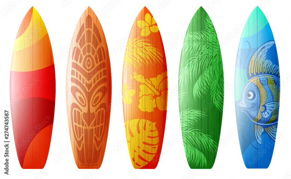 Designs For Surfboards Stock Vector | Adobe Stock