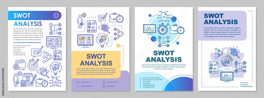 SWOT analysis brochure template layout. Flyer, booklet, leaflet print ...