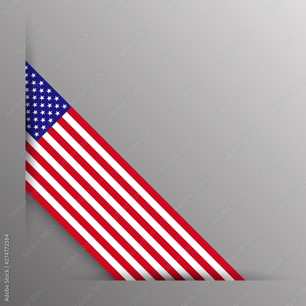 American flag ribbon corner border vector illustration for USA ...