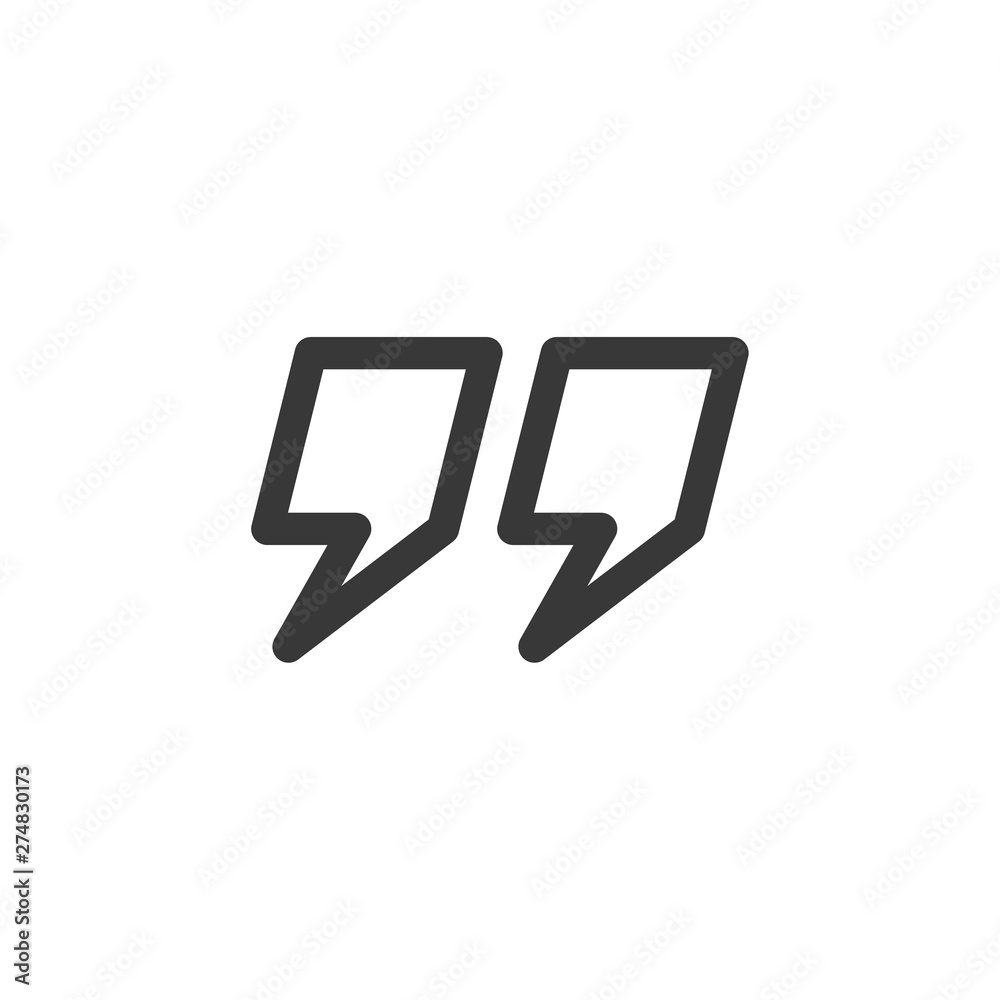 Quote icon outline style template black color editable. Quote symbol ...