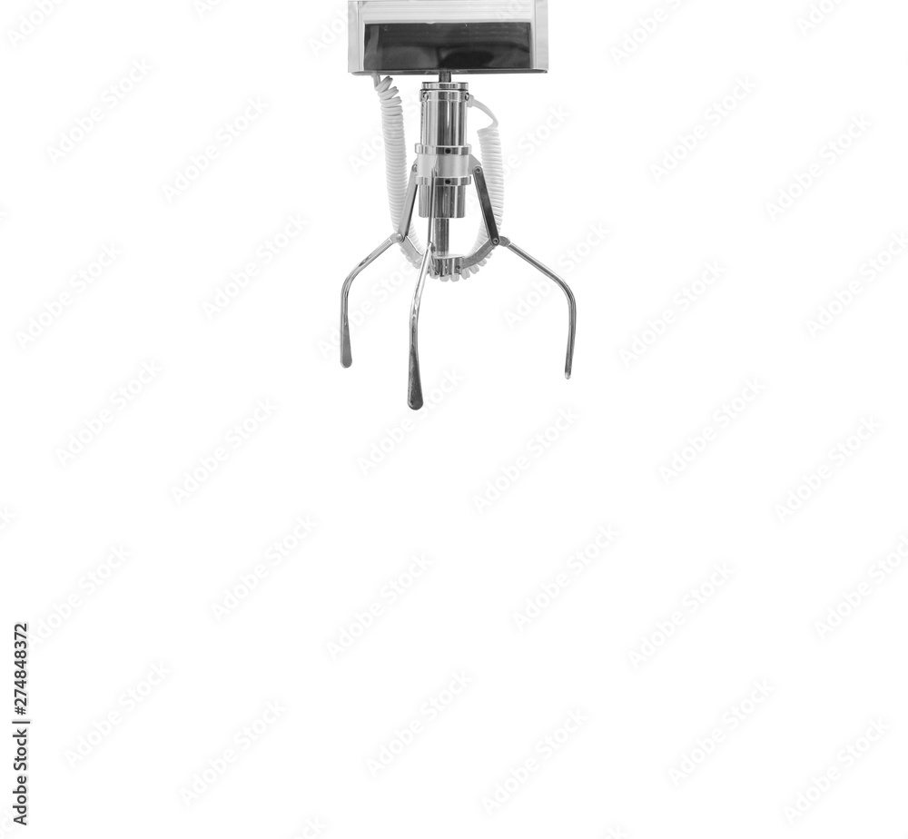 Claw game or cabinet game for catching the doll isolated on white ...