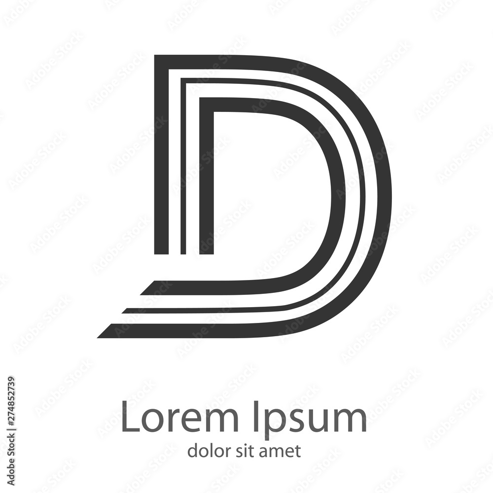 Logotipo con letra D con líneas en paralelo en color gris Stock Vector ...