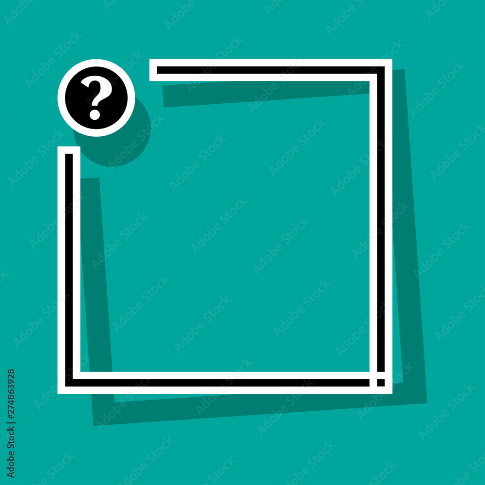 Text box with question mark button. Black and white frame for your text ...