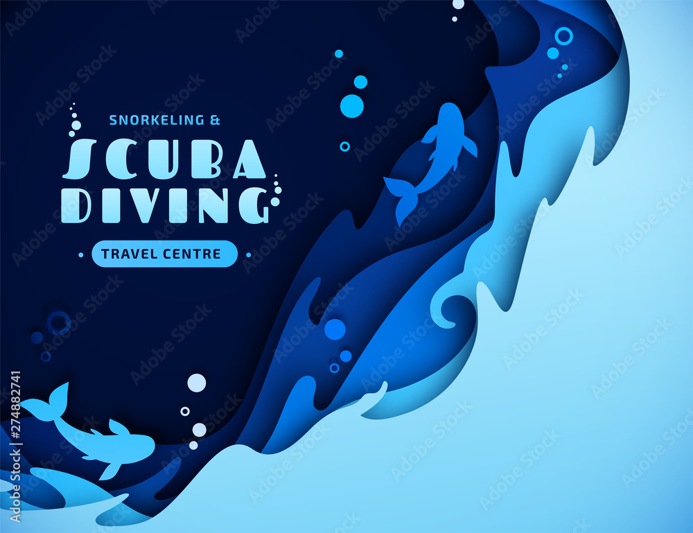 Image vectorielle Stock Scuba diving, snorkeling and marine life ...