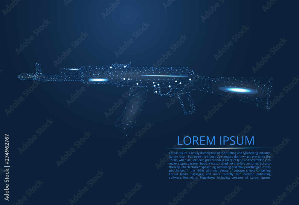 Abstract image of a Kalashnikov or AK47 Low Poly vector illustration ...