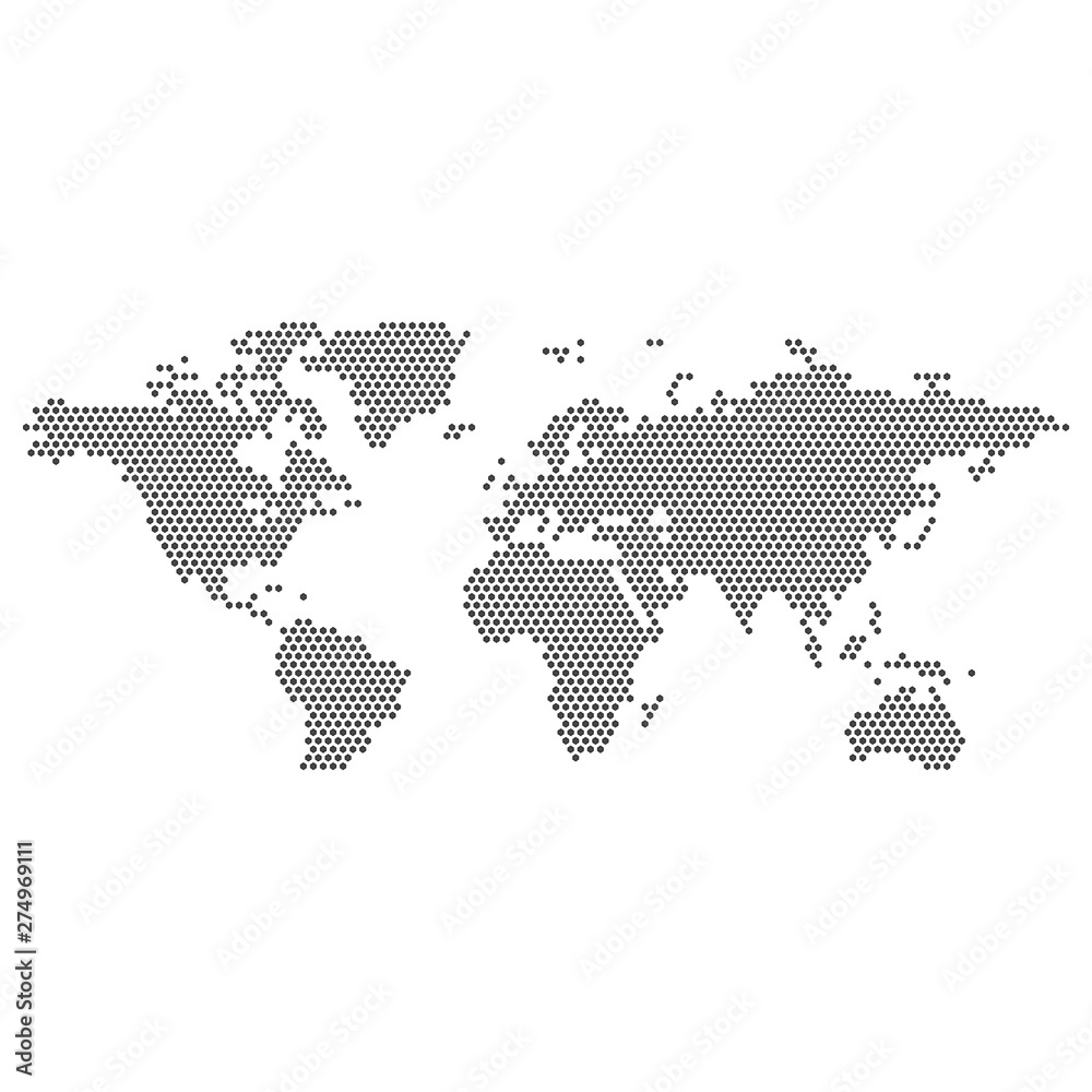 World map vector, isolated on white background. Flat Earth, gray map ...