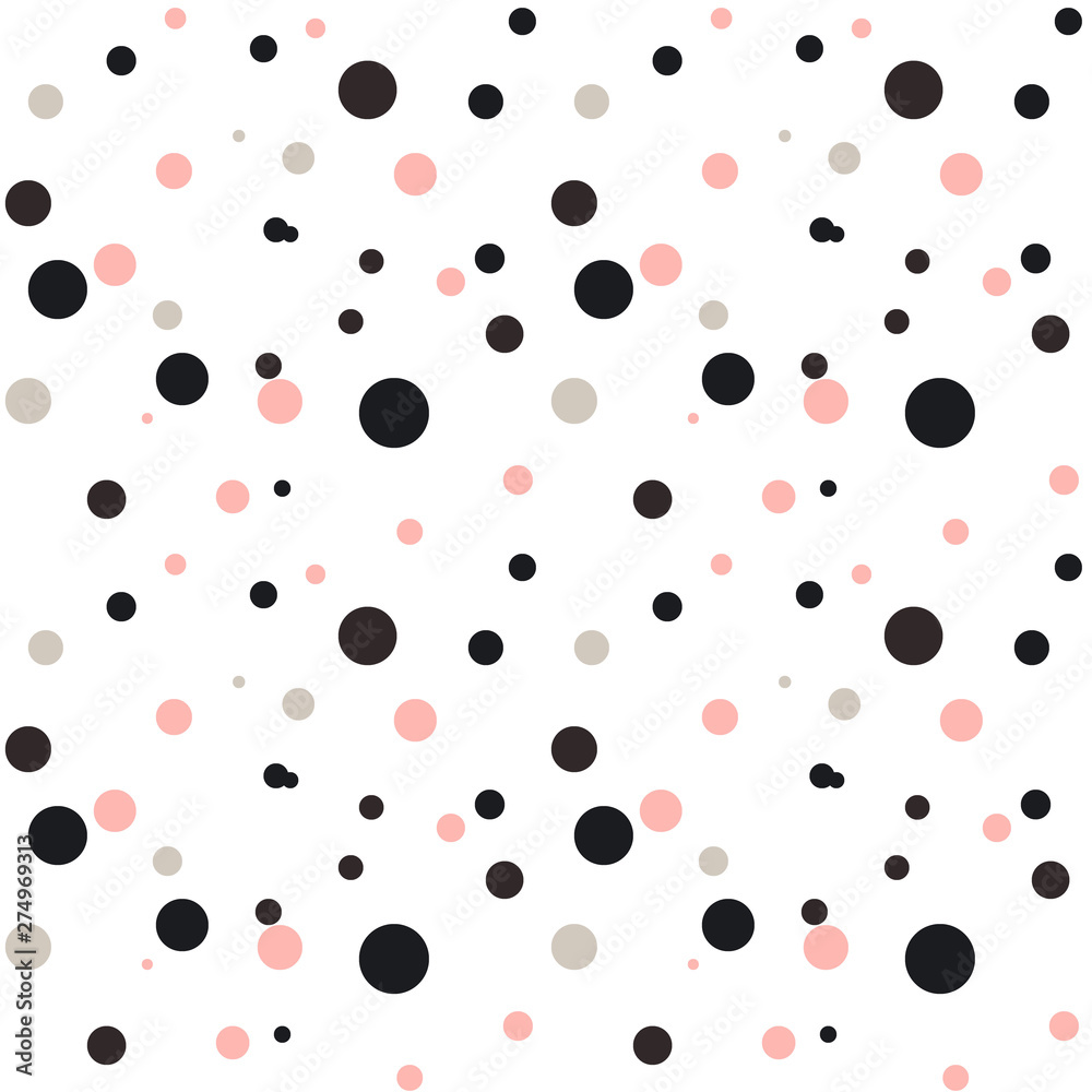 polka dot seamless vector pattern white background. Colorful polka dots ...