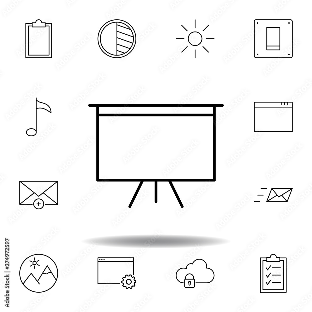 board deck promo outline icon. Detailed set of unigrid multimedia ...