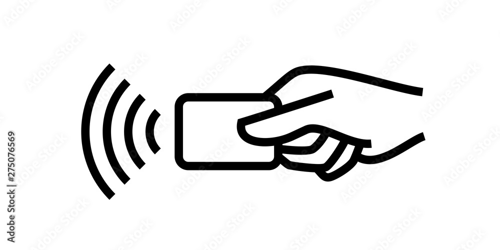 Contactless payment, credit card and hand tap pay wave logo. Vector ...