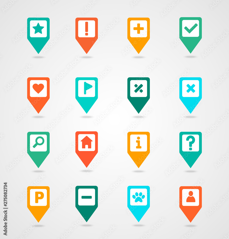 Pin map icon set. Map pointer. Map markers Stock Vector | Adobe Stock