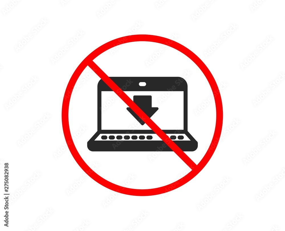 No or Stop. Download icon. Internet Downloading with Laptop sign. Load ...