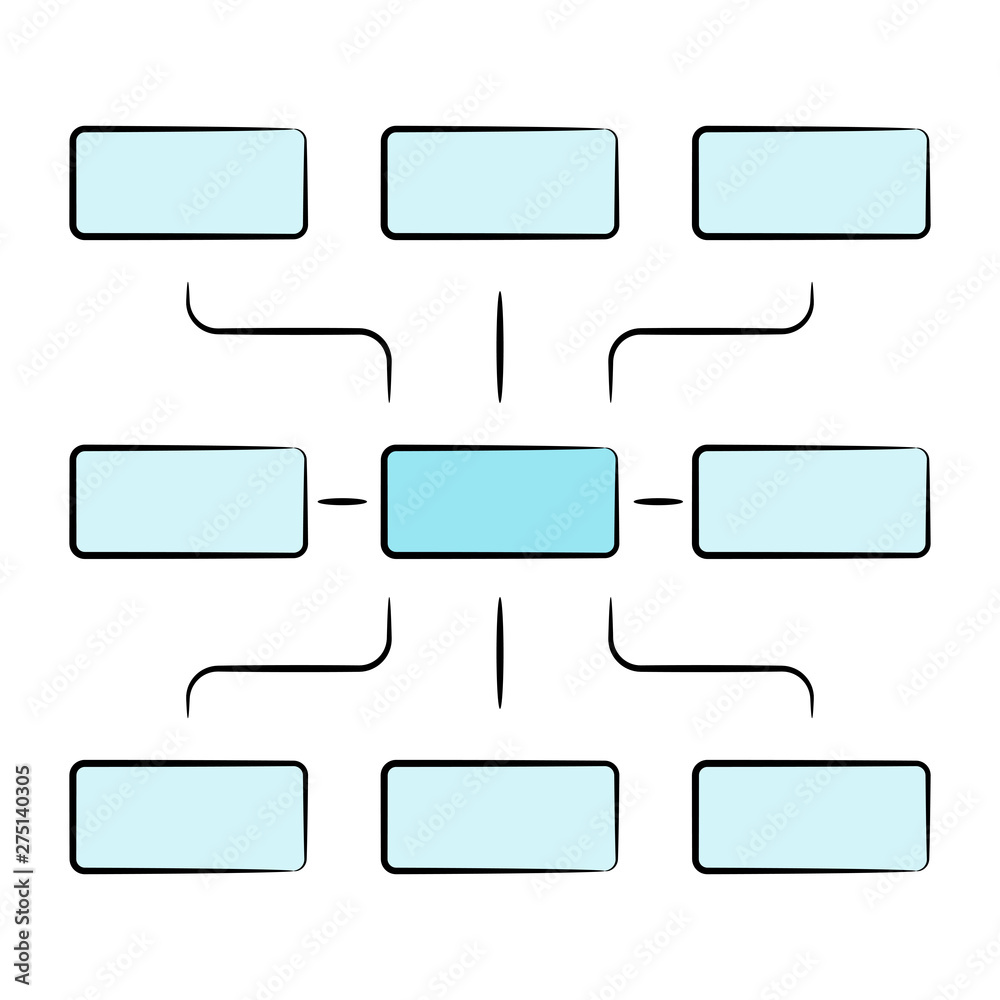 blue process diagram and hierarchy chart for presentation template ...