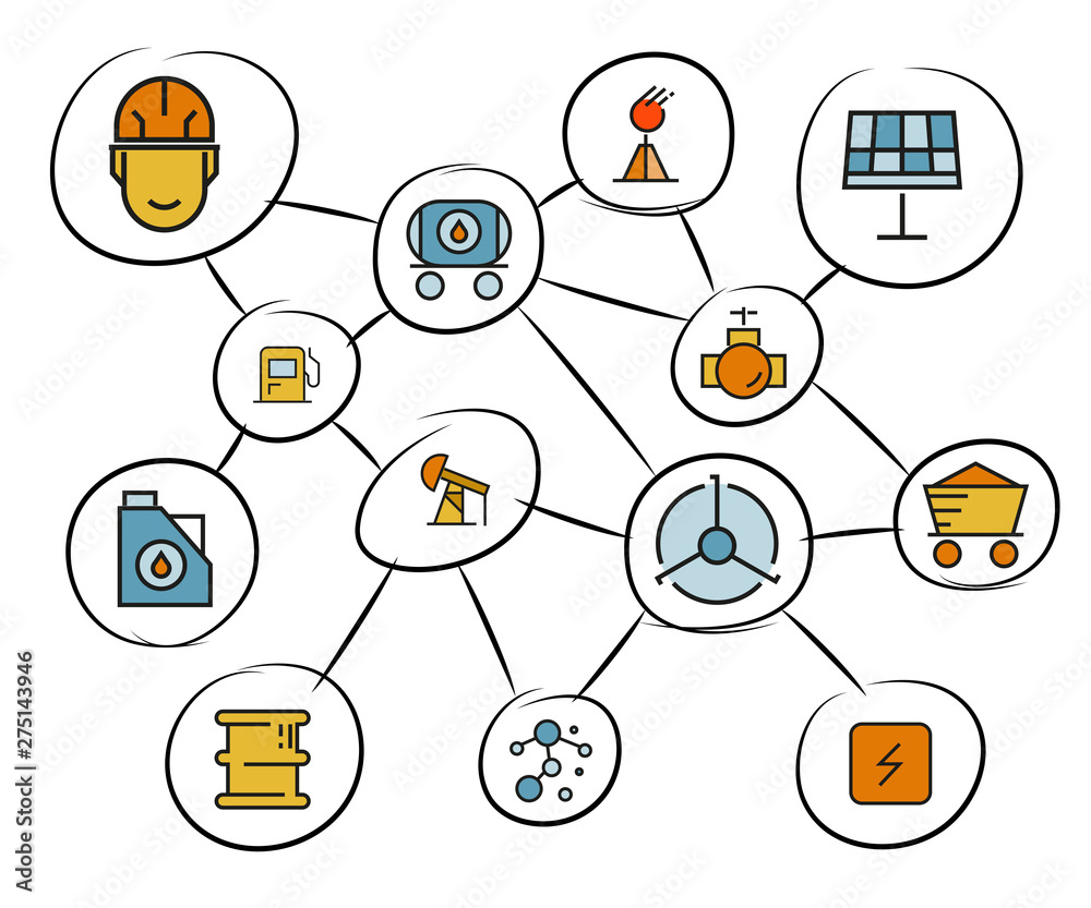 power energy and petroleum concept network diagram, mind mapping ...