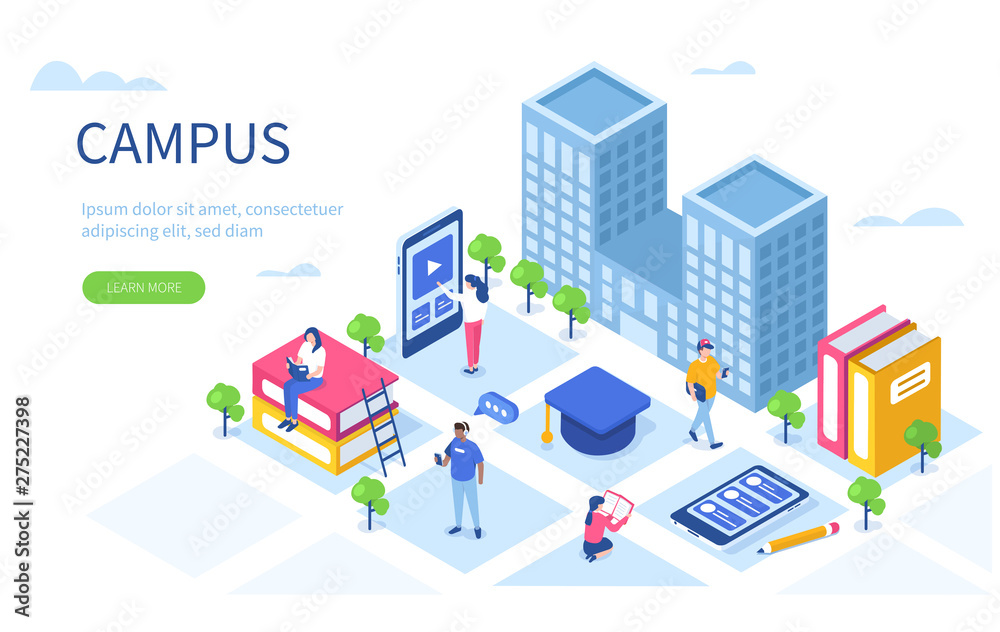 campus students Stock Vector | Adobe Stock