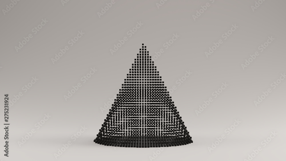 Black Cone Made out of Lots of Small Cubes with a Visual Aliasing ...