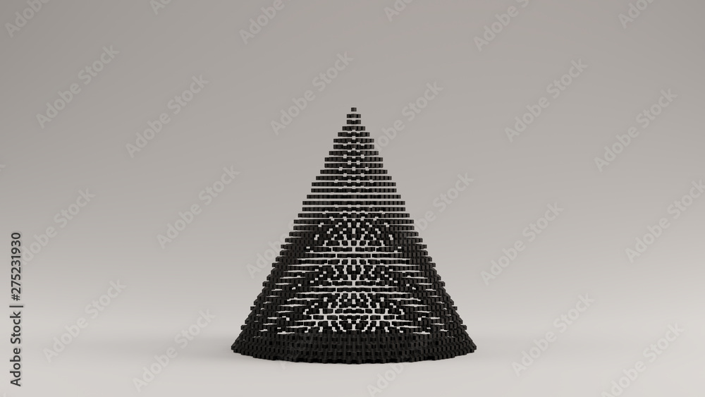 Black Cone Made out of Lots of Small Cubes with a Visual Aliasing ...