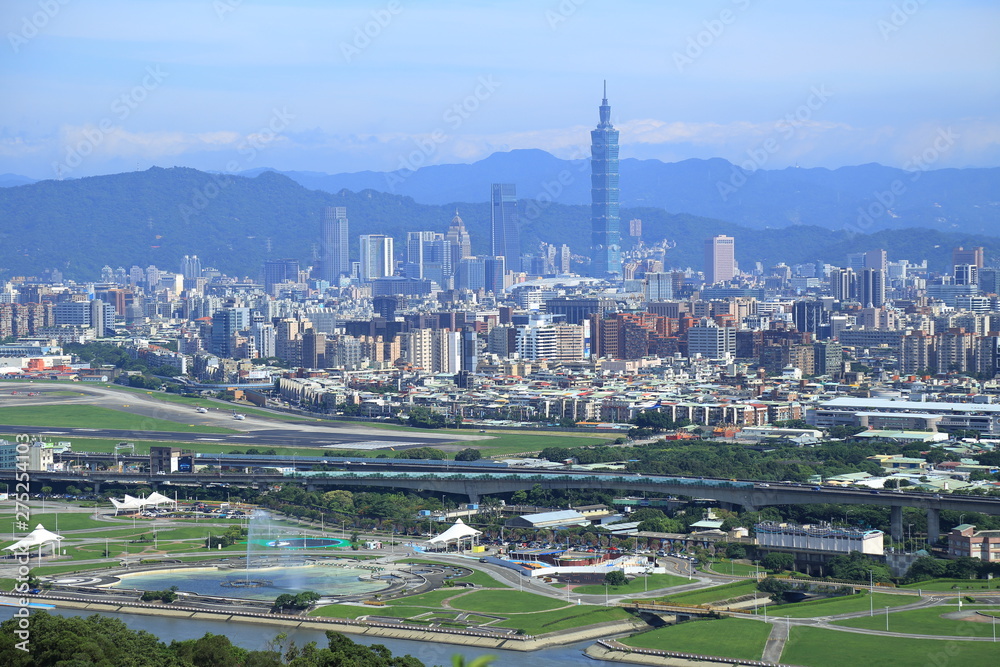 Taipei, Taiwan. Jun 2019. The Taipei 101 landmark building rising above ...