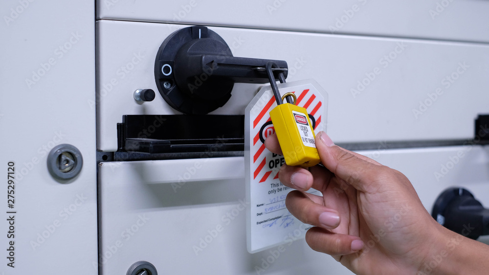 Foto de Stock Lock out & Tag out, Lock out station, machine - specific ...