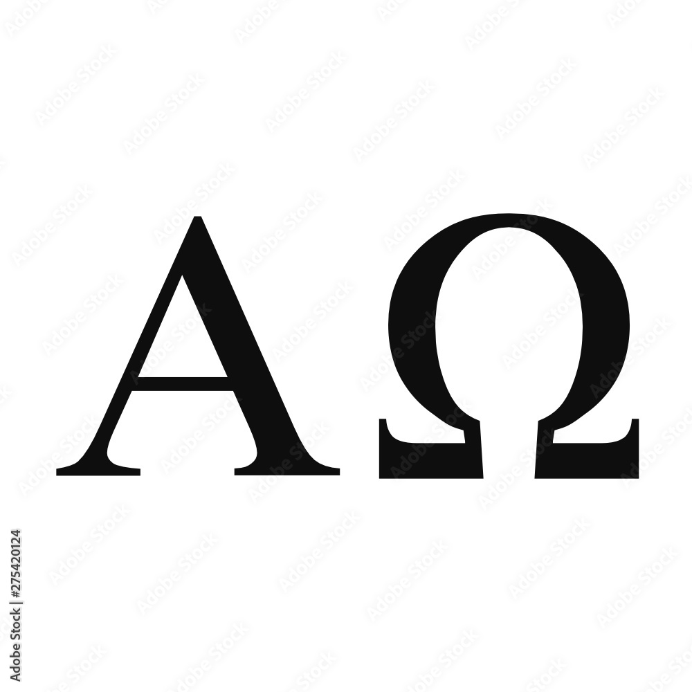 Vector illustration of the greek Alpha and Omega letters. Black icons ...
