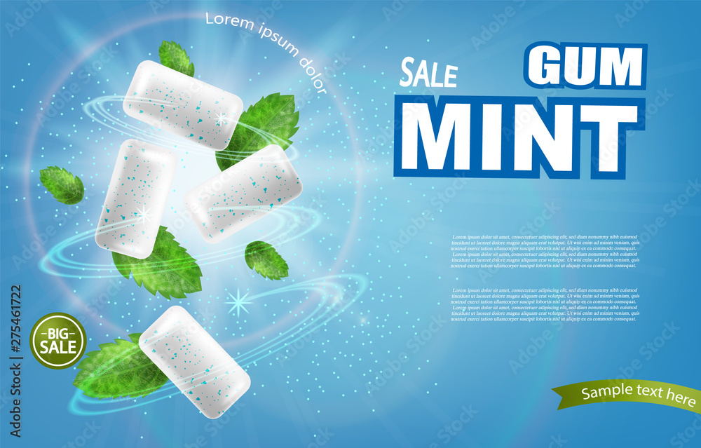 Mint chewing gum Vector realistic. Fresh flavor mock up. Product ...