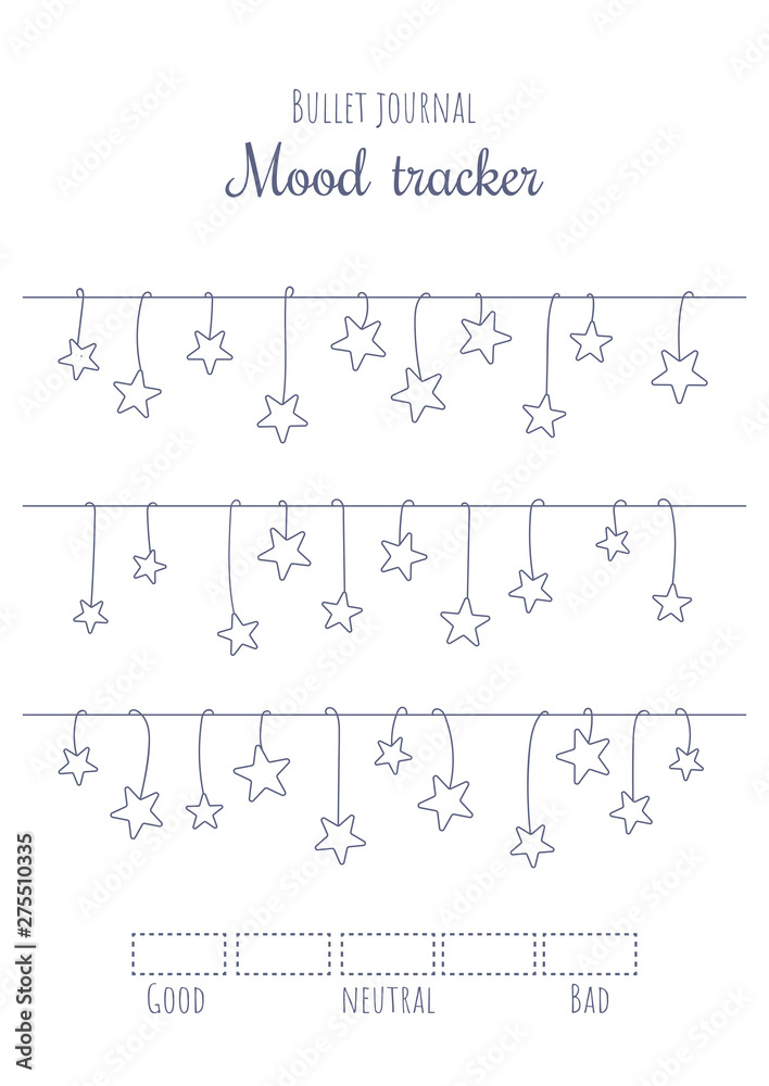 Printable mood tracker with hanging stars. Bullet journal ready to ...