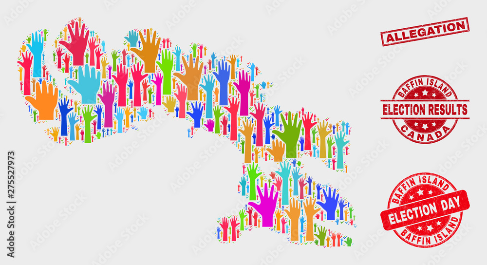 Electoral Baffin Island map and watermarks. Red rectangular Allegation ...