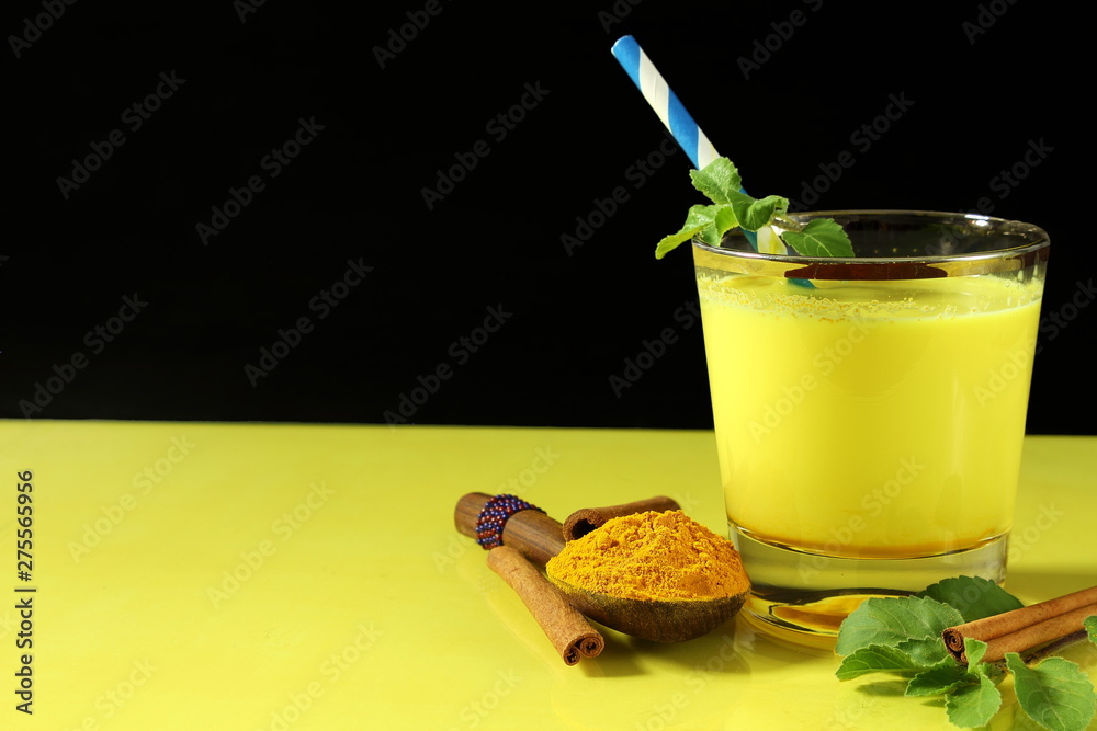 Traditional Indian drink homemade Turmeric golden milk with turmeric ...