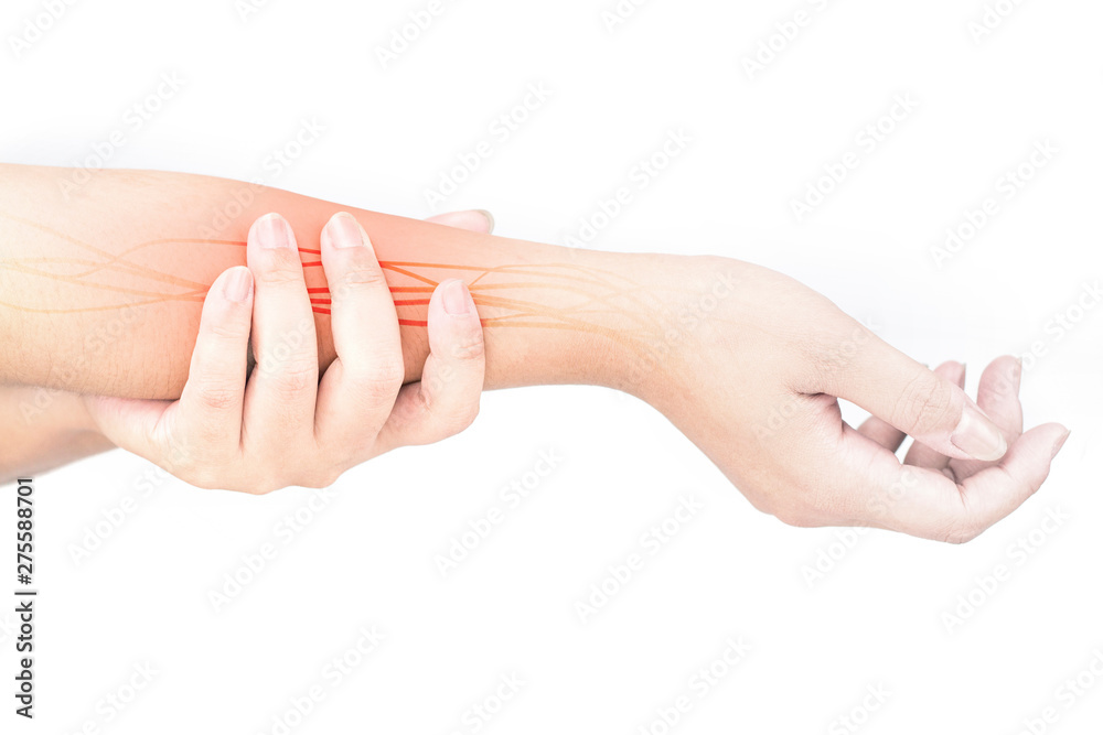 forearm nerve injury white background forearm pain 素材庫相片 | Adobe Stock