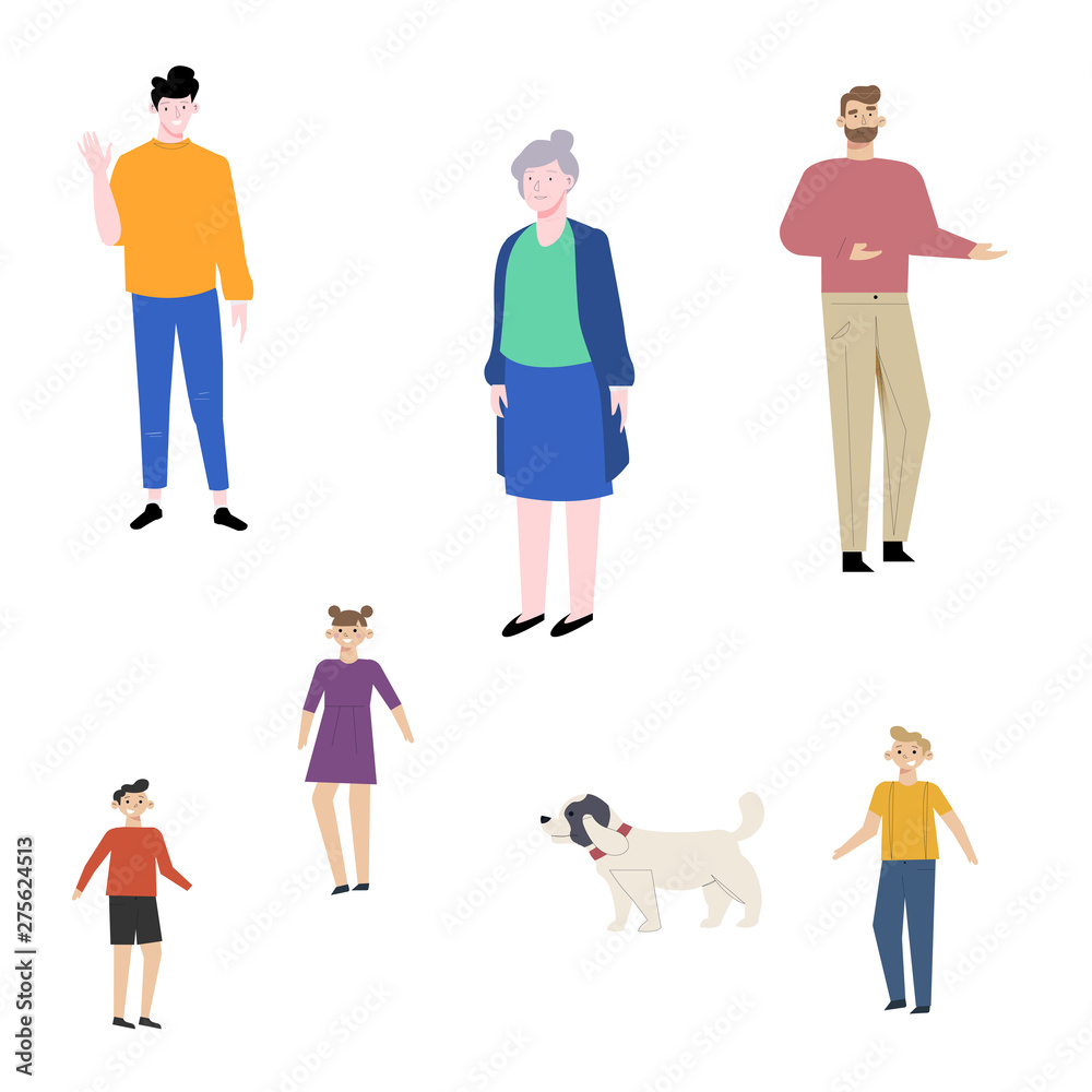 different vector characters. Cartoon flat-style infographic ...