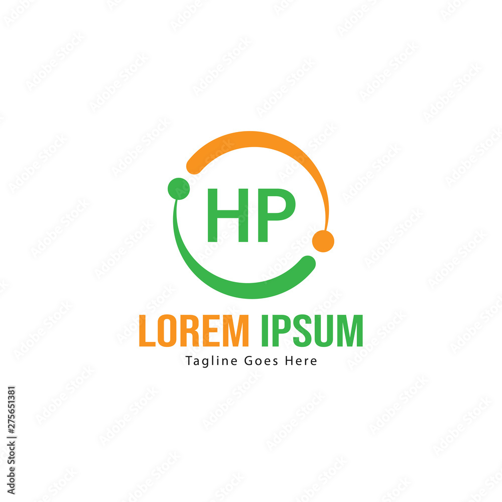 Initial HP logo template with modern frame. Minimalist HP letter logo ...