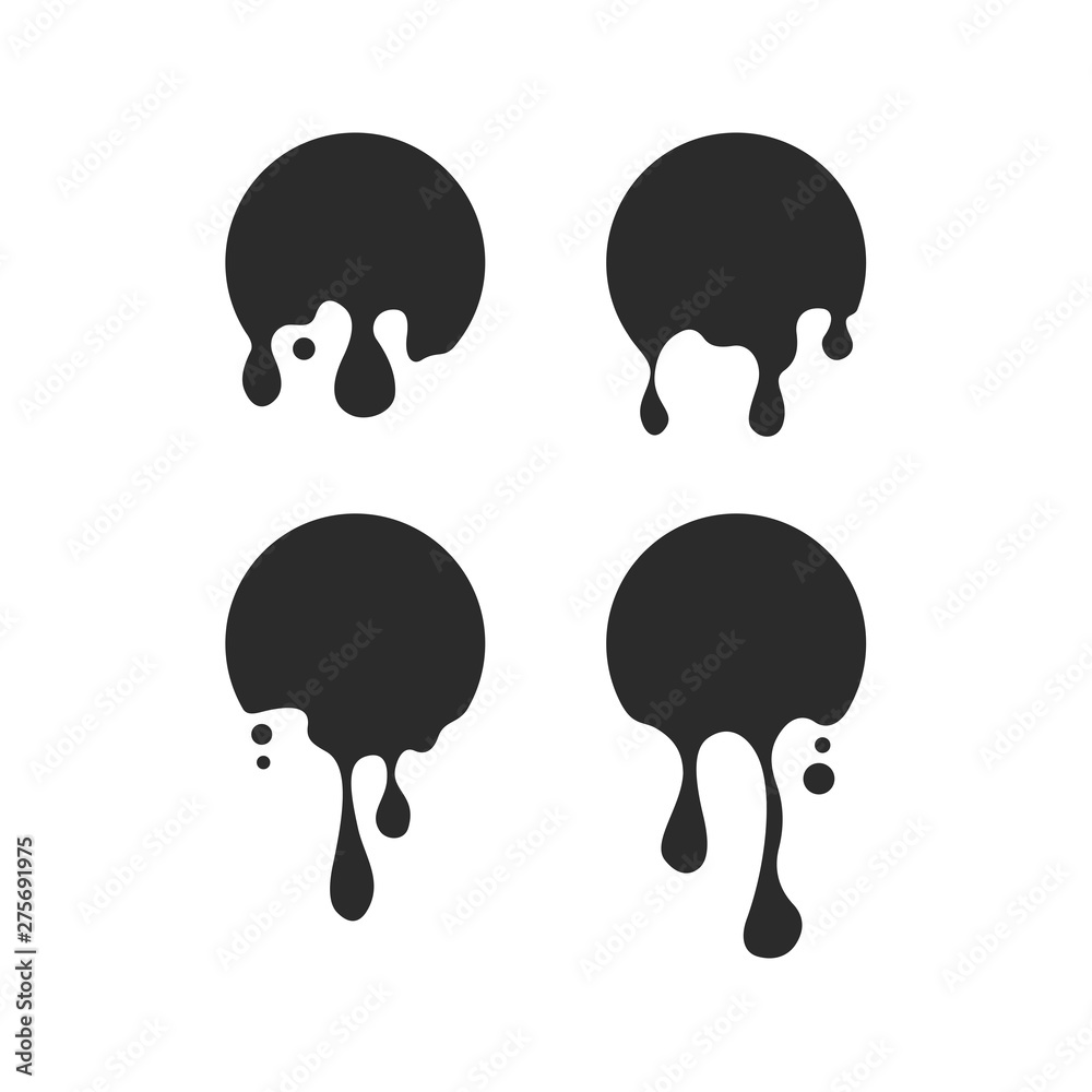 Paint drip stickers or circle labels icon template black color editable ...