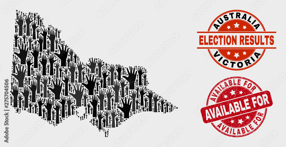 Election Australian Victoria map and seal stamps. Red round Available ...
