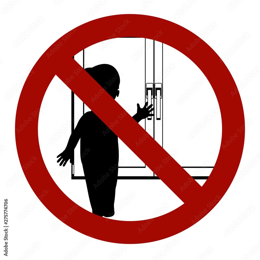 Child in the window,prohibiting sign.Child in danger.Vector image ...