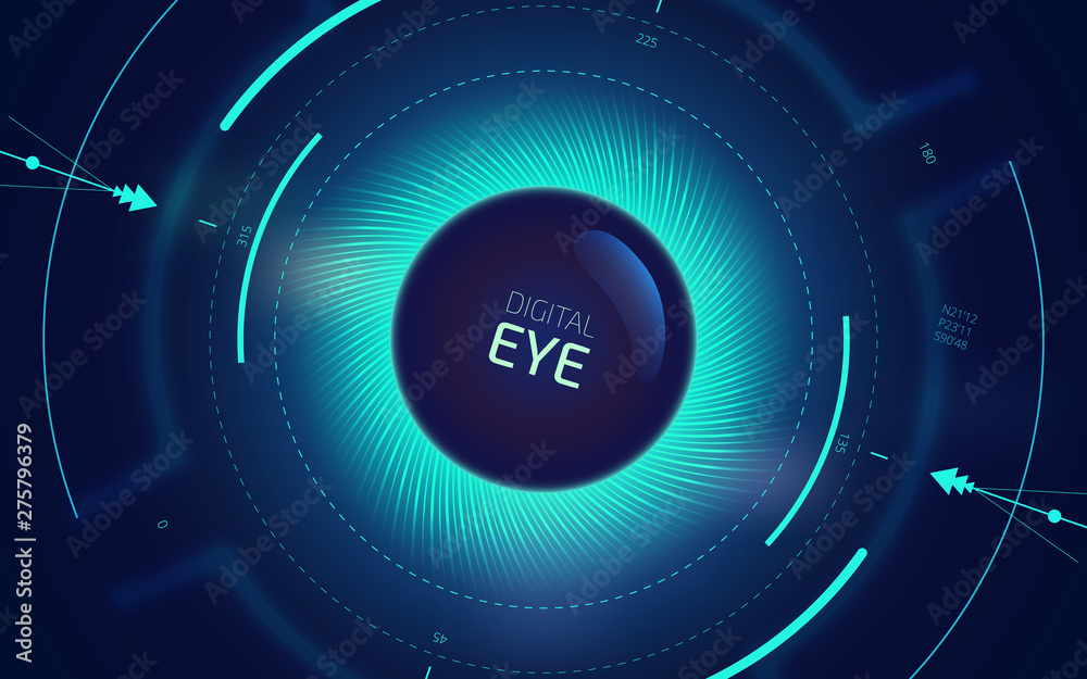 Image vectorielle Stock Digital eye HUD UI. Sci-fi futuristic user ...