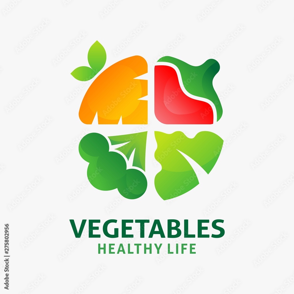 Fresh vegetables logo design Stock Vector | Adobe Stock