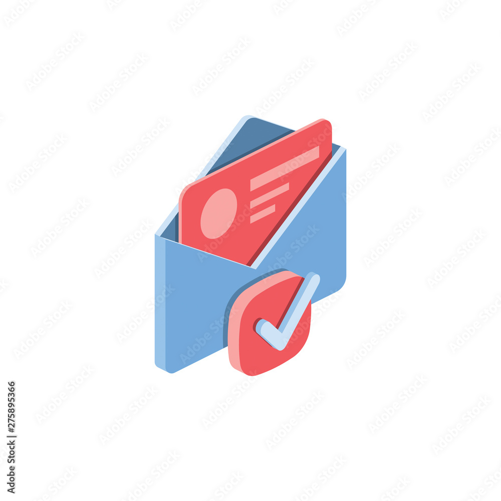 Email check mark. Premium quality. Vector 3d isometric color icon new ...