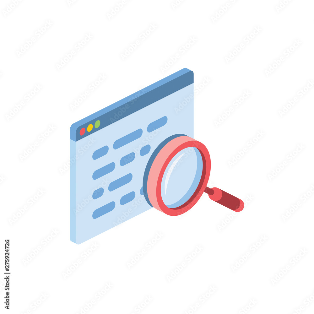 Window search, find code. Vector 3d isometric color icon new flat style ...
