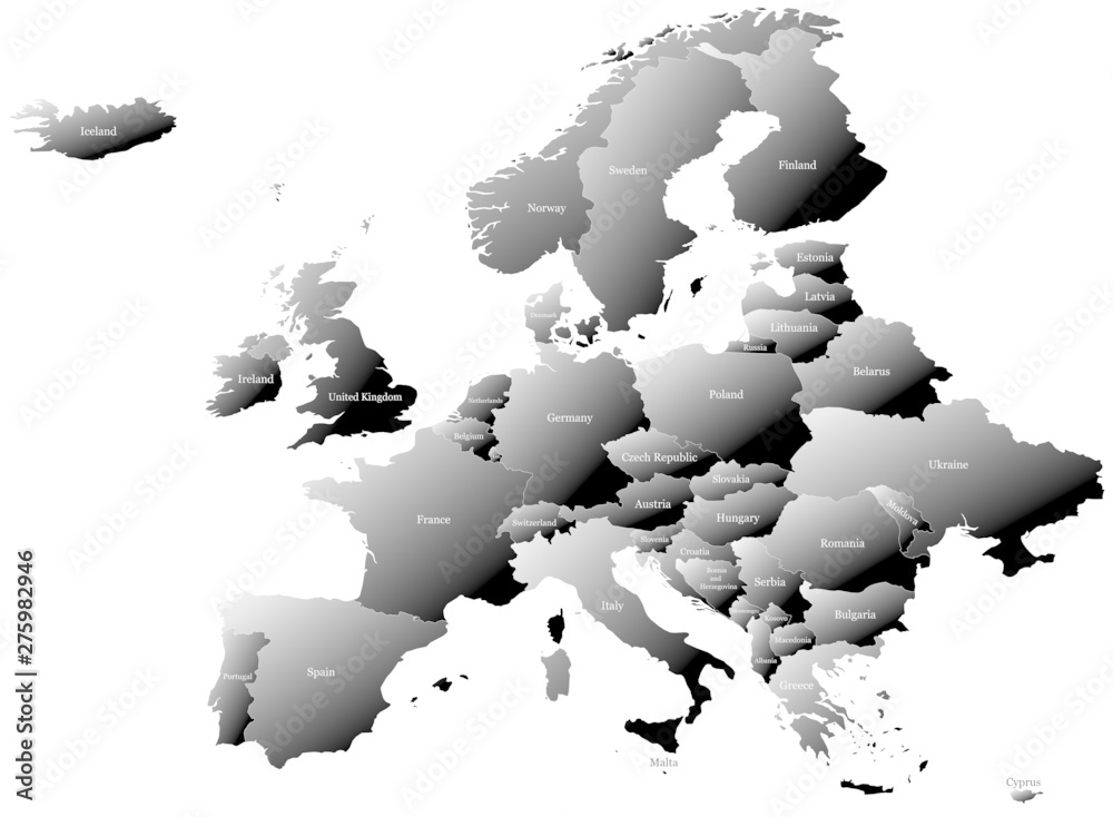 Countries In Europe Black And White