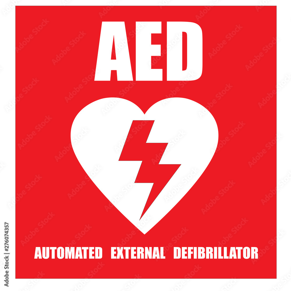 AED,automated external defibrillator / aed sign with heart and ...