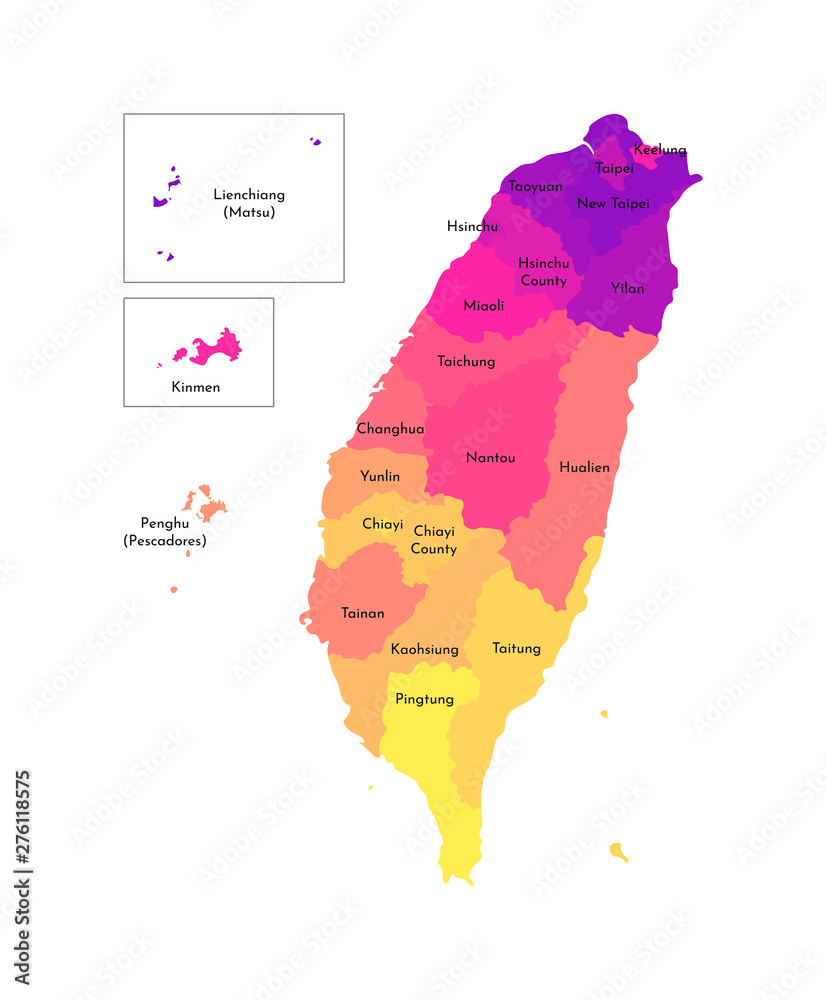 Vector isolated illustration of simplified administrative map of Taiwan ...
