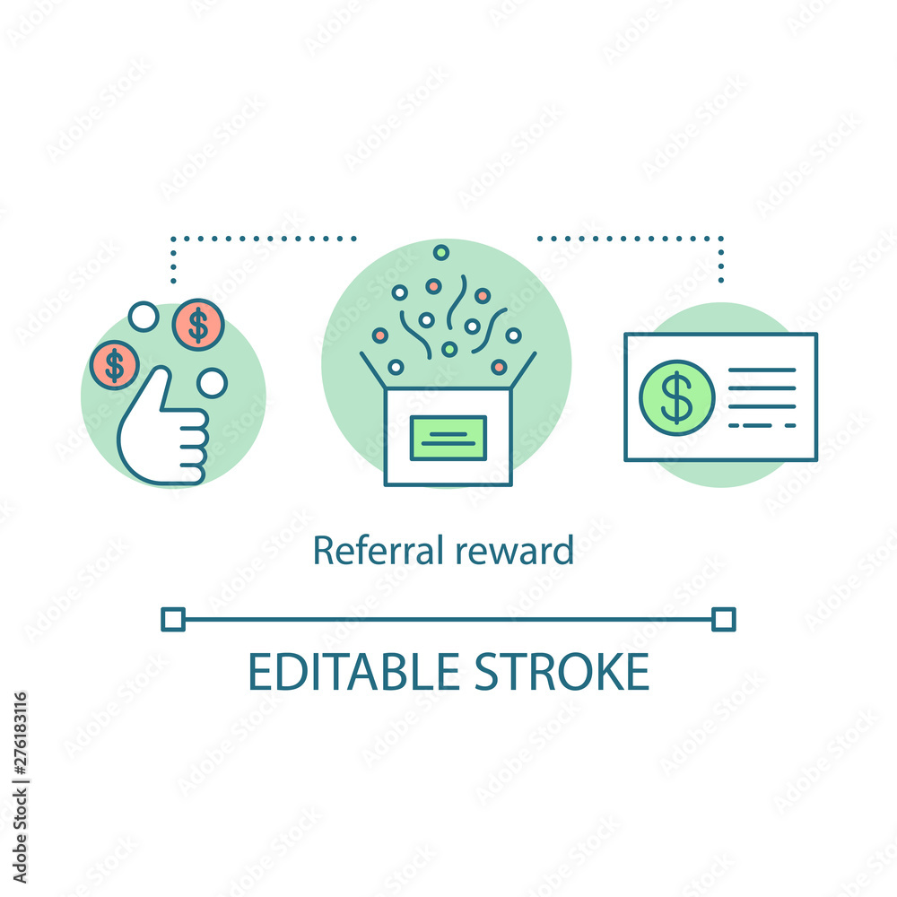 Referral reward. concept icon. Referral marketing tools idea thin line ...