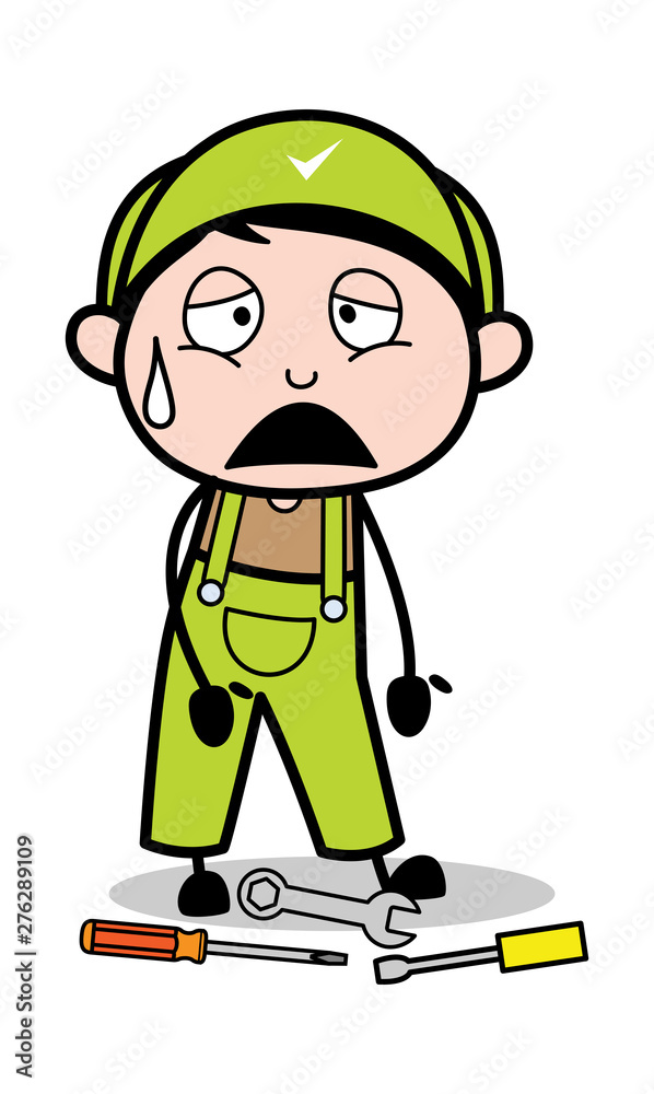 Exhausted Worker Clipart Tired Worker Illustration Free Download