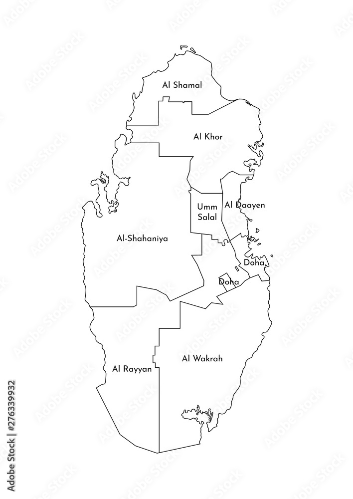 Vector isolated illustration of simplified administrative map of Qatar ...