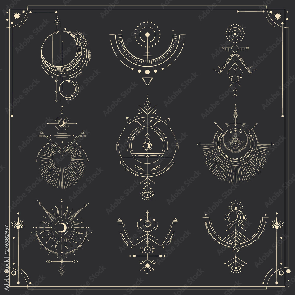Vector illustration set of moon phases. Different stages of moonlight ...