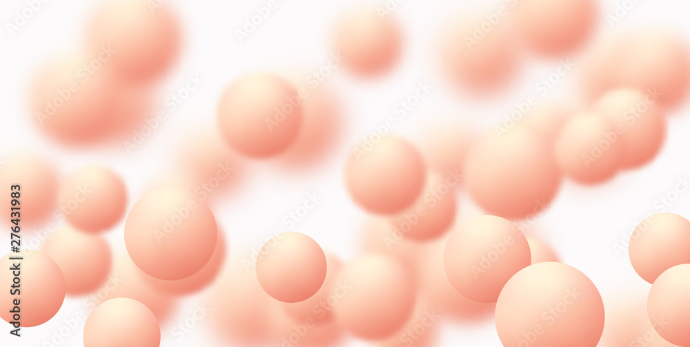 Background with pink balls, blur effect. 3d round spheres. Geometric ...